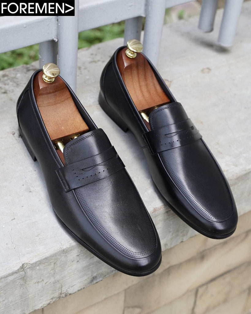 ZORAH | Black Leather Loafers – FOREMEN