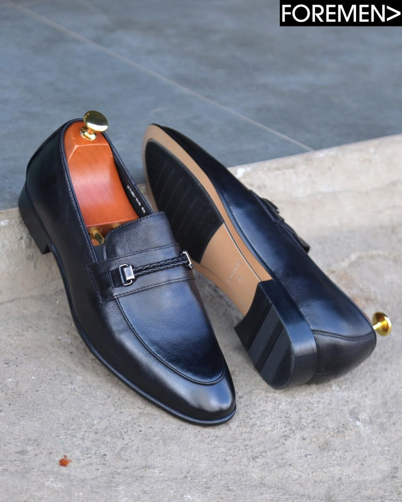 BELMONT | Black Leather Loafers – FOREMEN