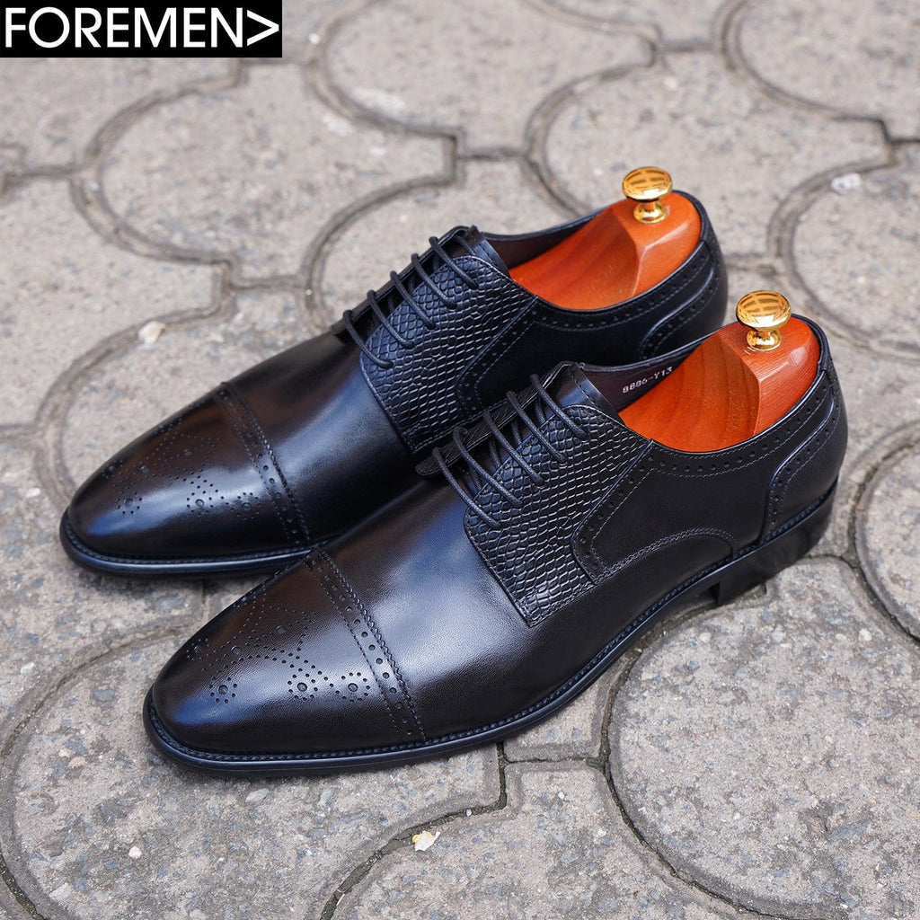 JOHN RICH | Black Brogue Derbies – FOREMEN