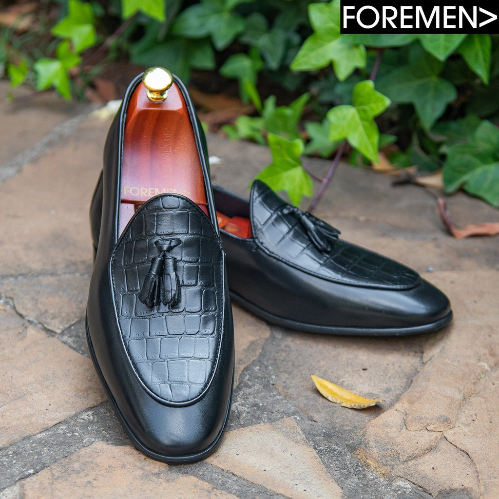 CUBA | Black Leather Tassel Loafers – FOREMEN
